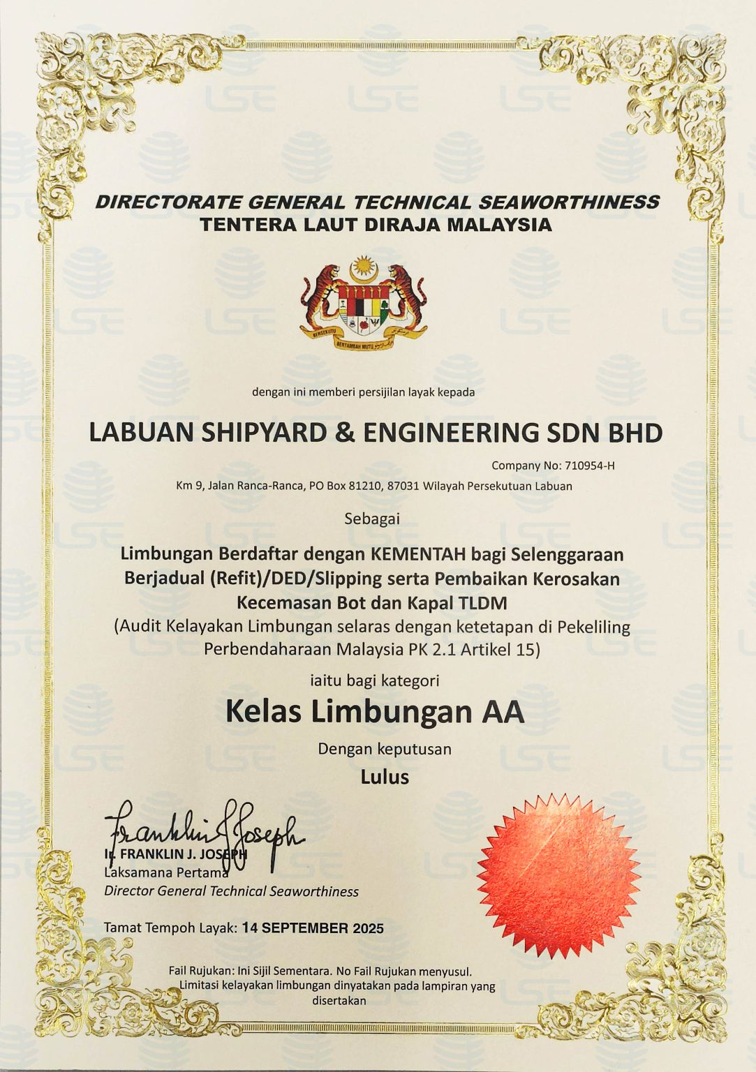 Labuan Shipyard & Engineering Sdn Bhd (LSE) Passes RMN Audit – www ...